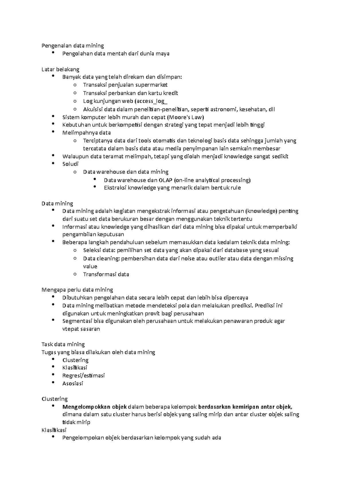 Data Mining (Klasterisasi) dan Text Pre-Processing - Pengenalan data mining Pengolahan data ...