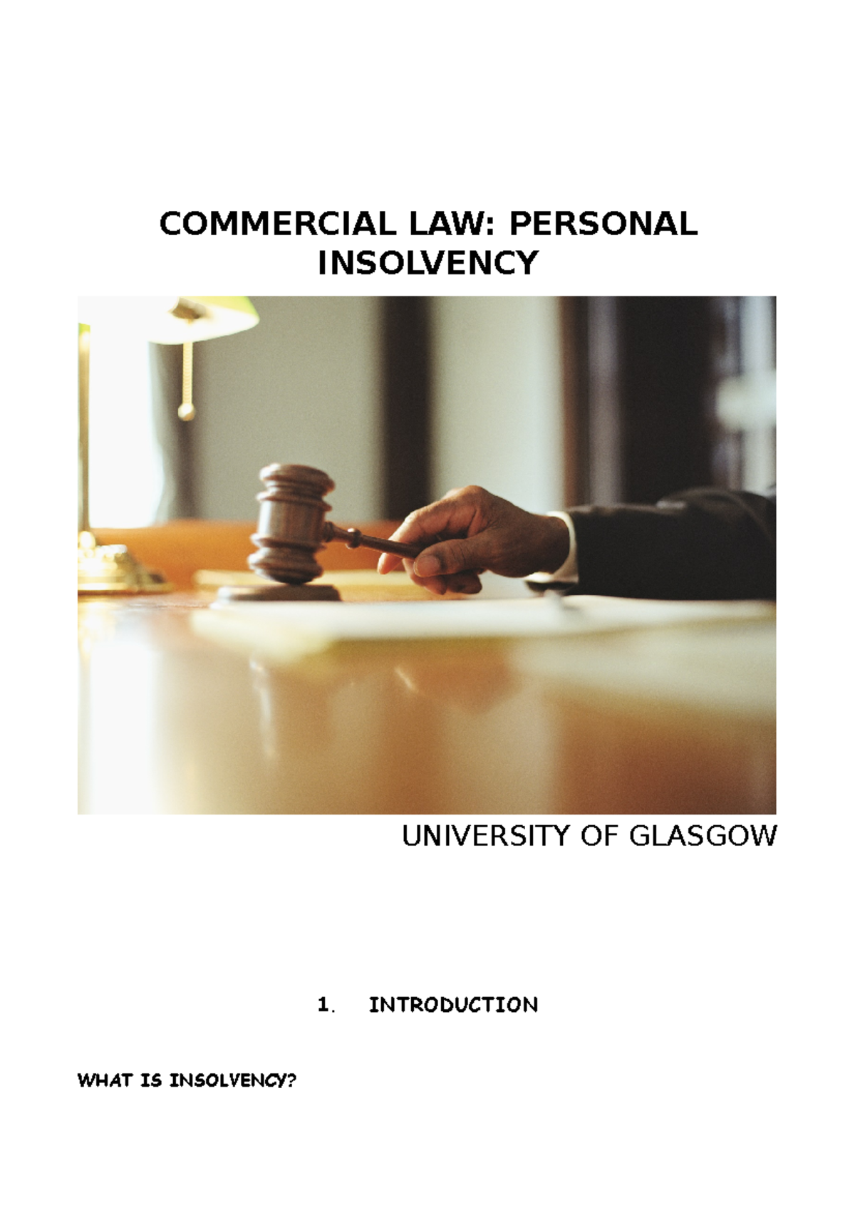 1. Personal Insolvency - Introduction - COMMERCIAL LAW: PERSONAL ...