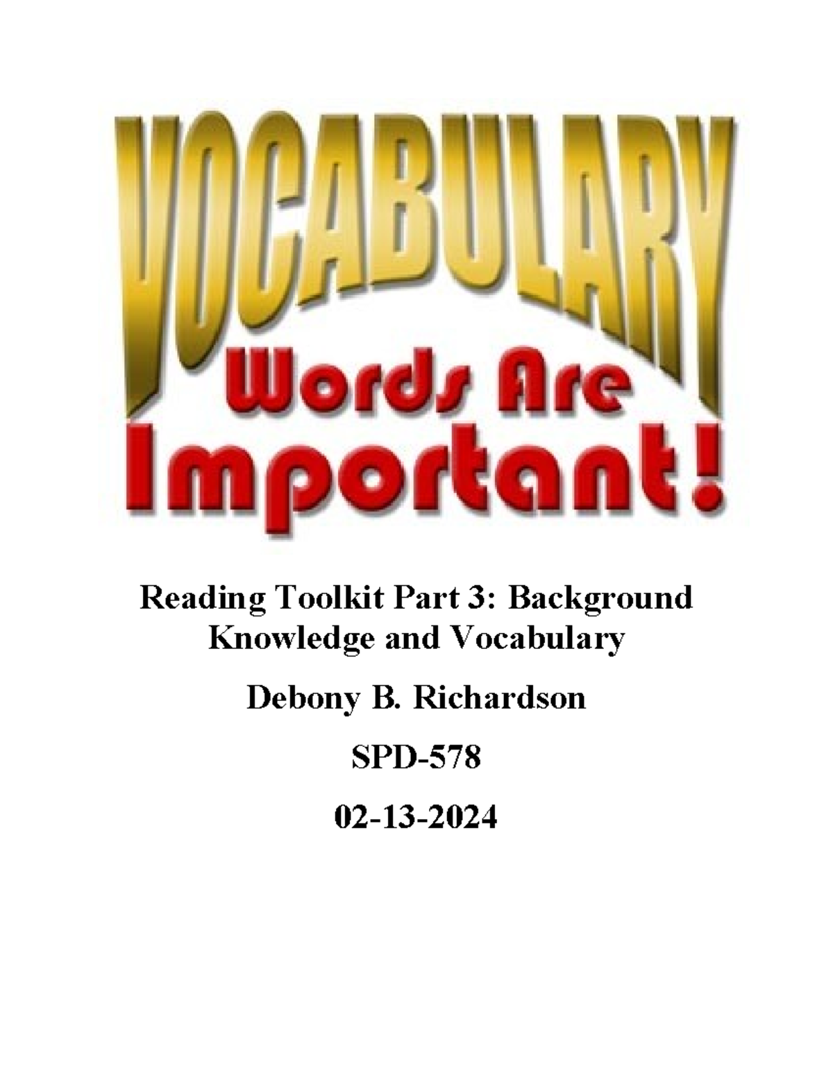 Reading Toolkit Part 3 - Richardson SPD- 02-13- Part 1: Glossary ...