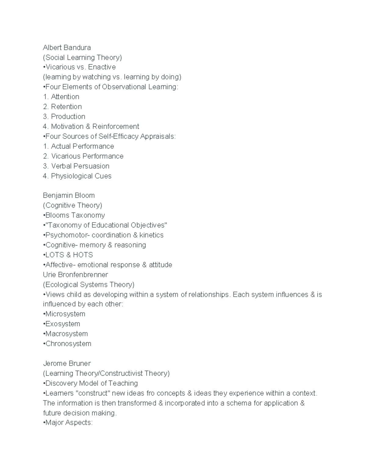 ALL ECE Theories - Albert Bandura (Social Learning Theory) •Vicarious ...