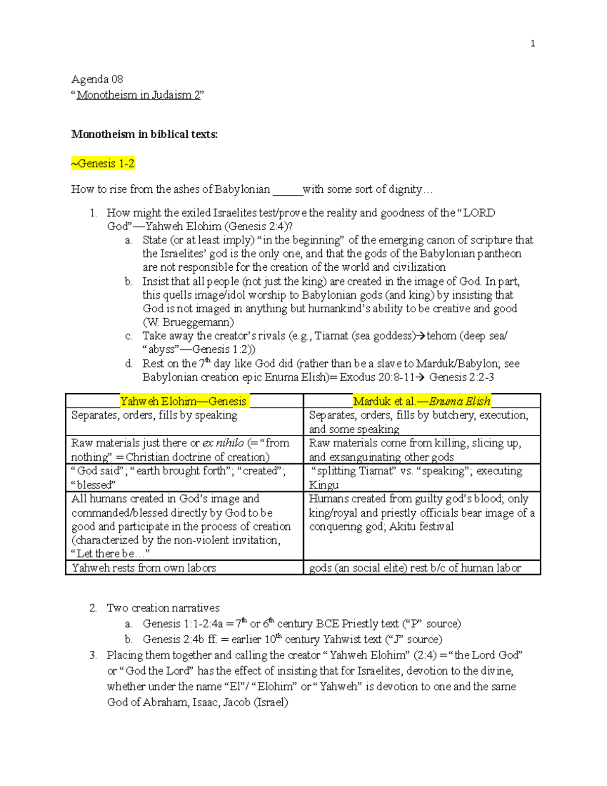Monotheism in Judaism 2 - Agenda 08 “Monotheism in Judaism 2 ...
