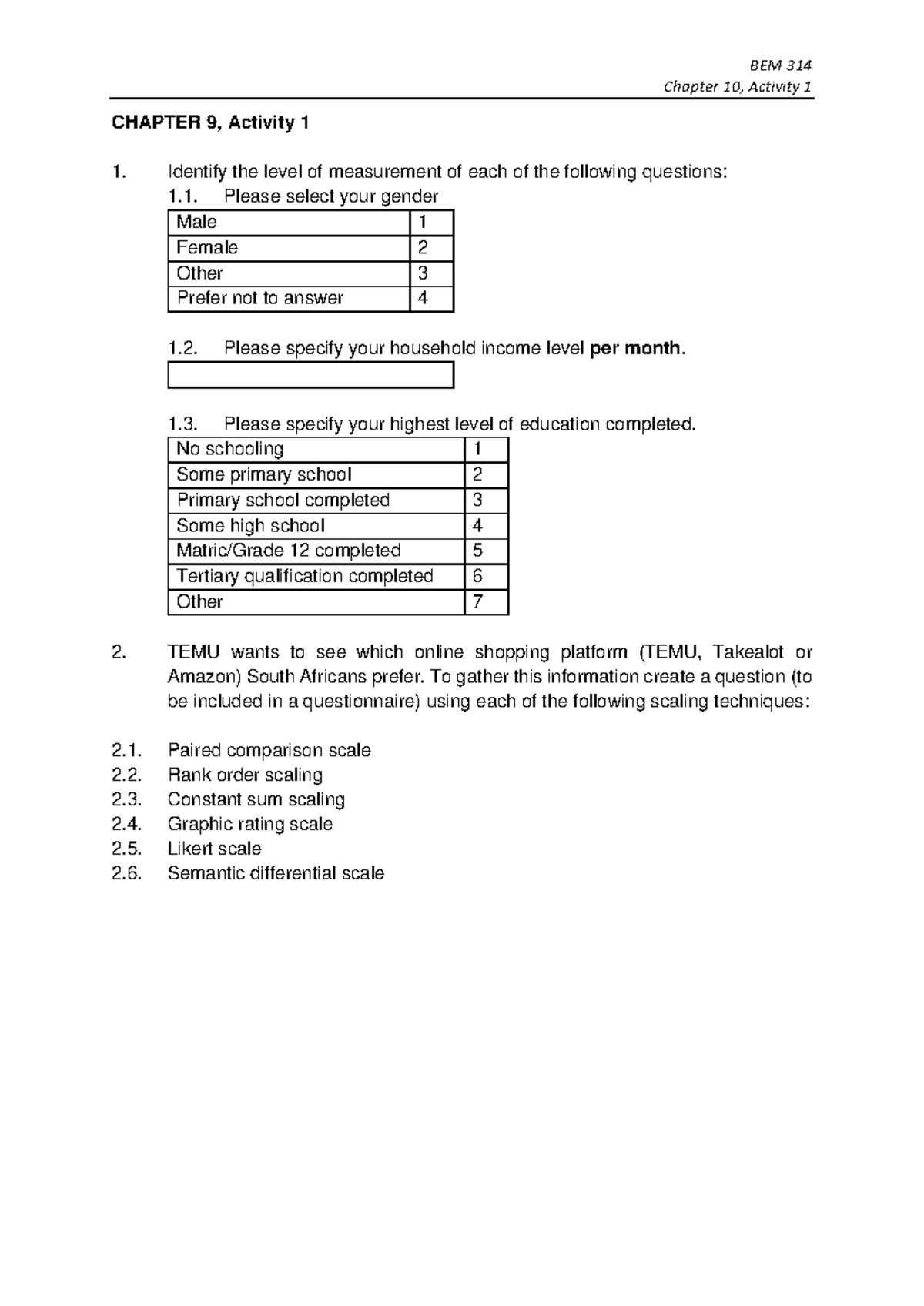 BEM314-2024-Ch9-Activity 1 - BEM 314 Chapter 10 , Activity 1 CHAPTER 9 ...