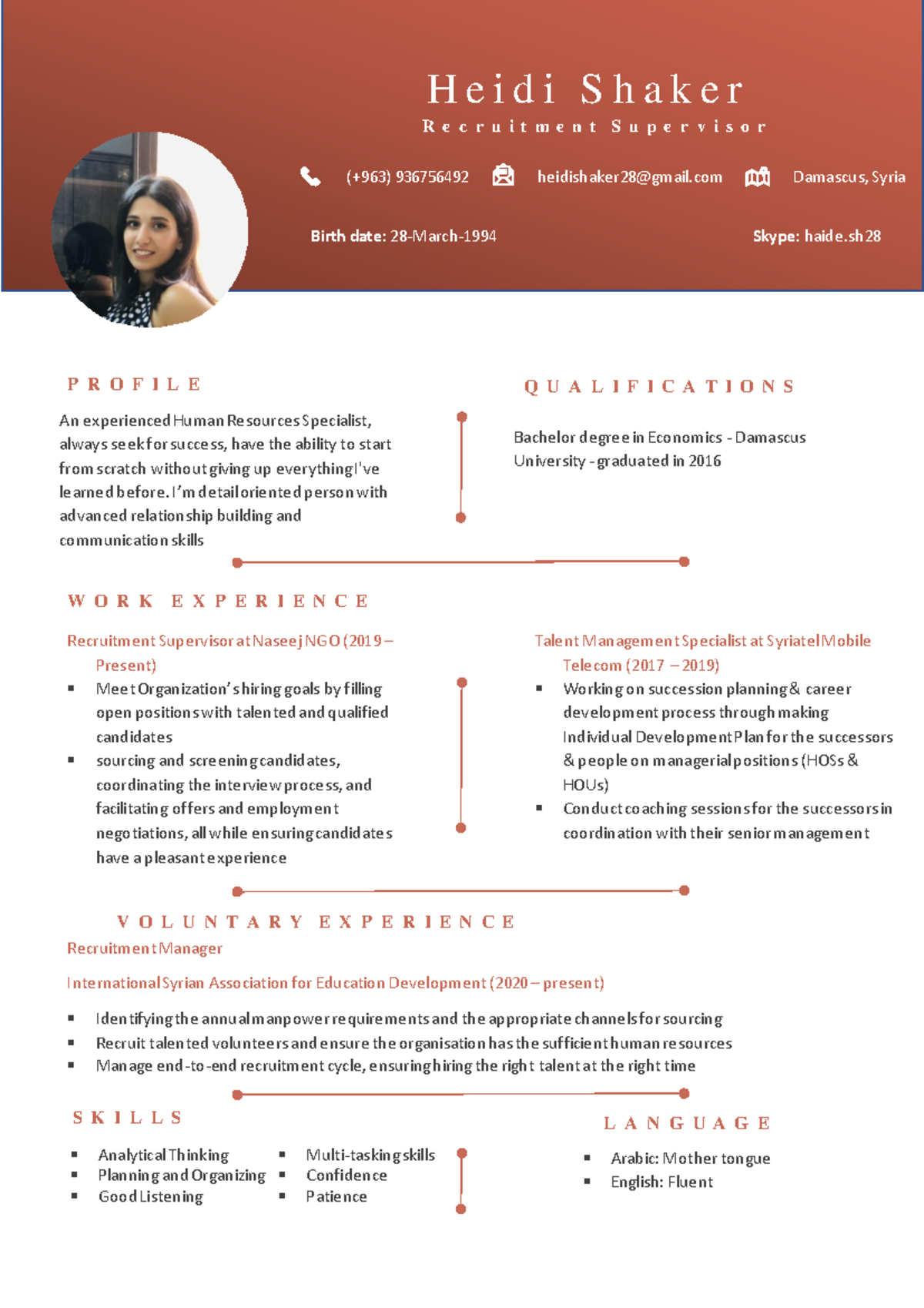 Heidi Shaker - Resume 2021 - H e i d i S h a k e r R e c r u i t m e n t S u p e r v i s o r ...