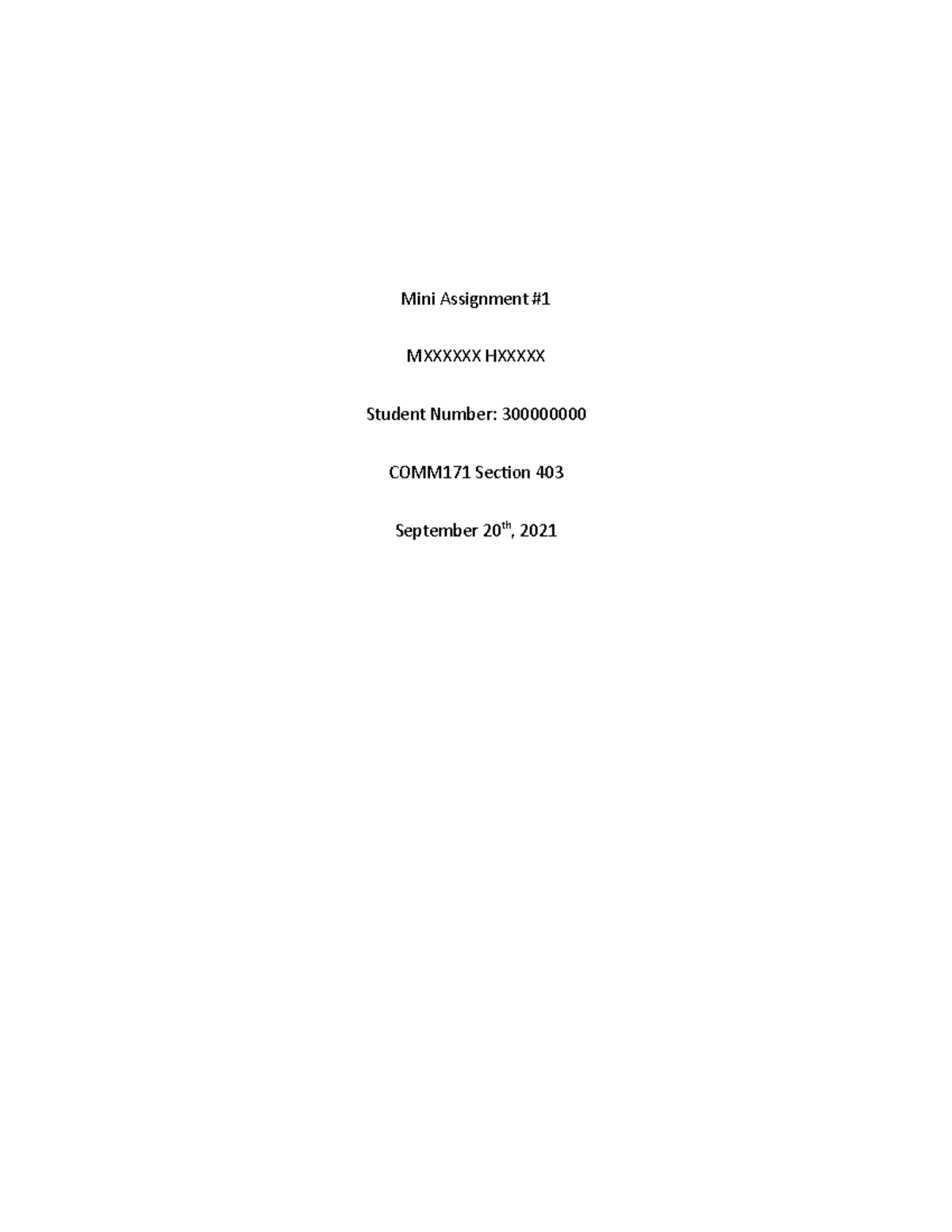 Student Sample-Process Assignment 1-W22 - MXXXXXX HXXXXX - Mini ...