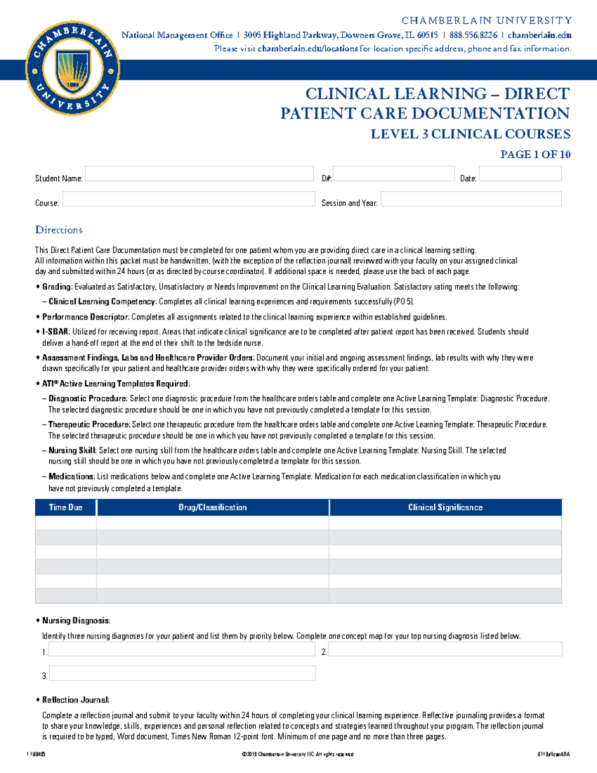 PCD Template - CLINICAL LEARNING – DIRECT PATIENT CARE DOCUMENTATION ...