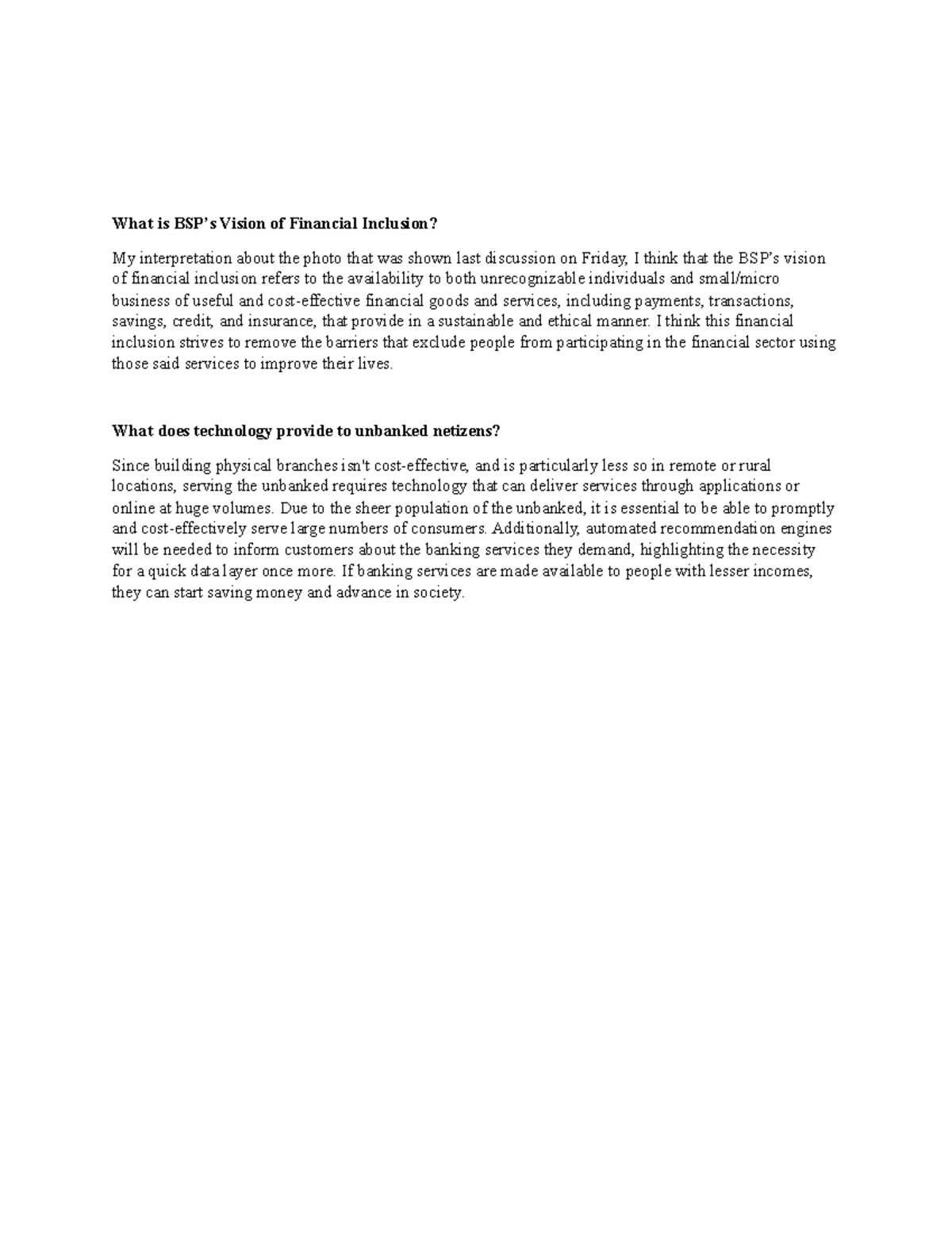 BSP's Financial Inclusion - What is BSP’s Vision of Financial Inclusion ...
