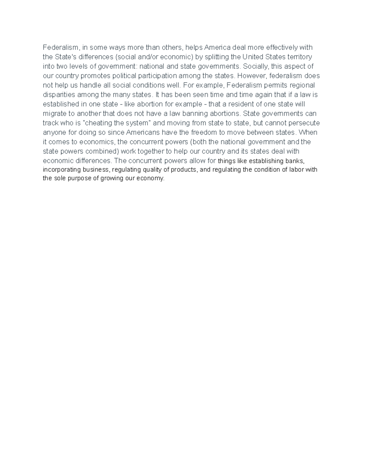 Discussion Four - American National Government - Federalism, in some ...