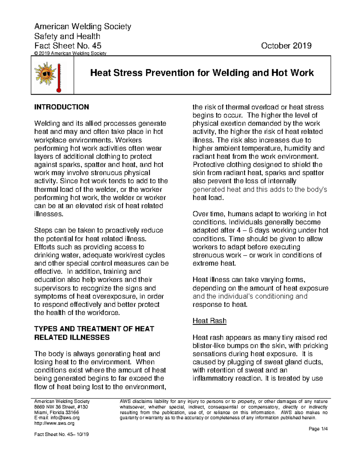 Fs45-2019 10 Heat Stress Prevention for Welding and Hot Work - American ...