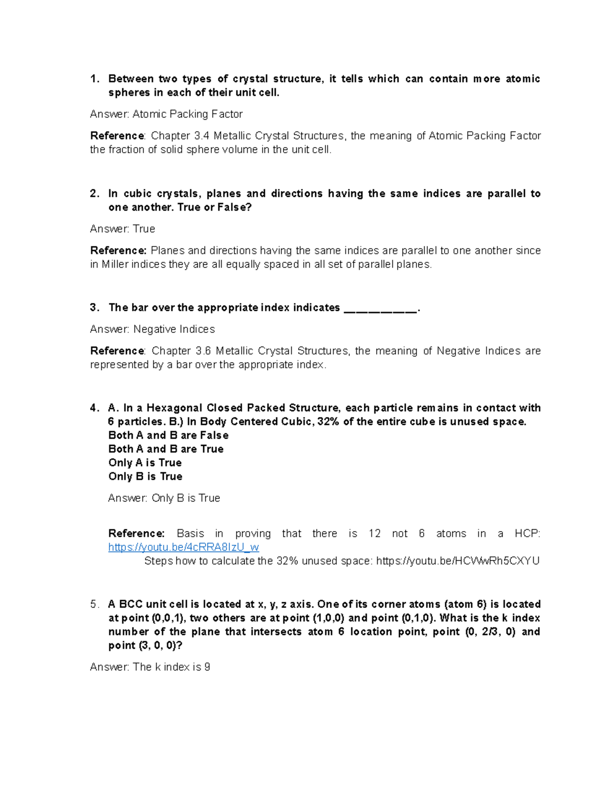 Quiz Material Science - Assignment - Between two types of crystal ...