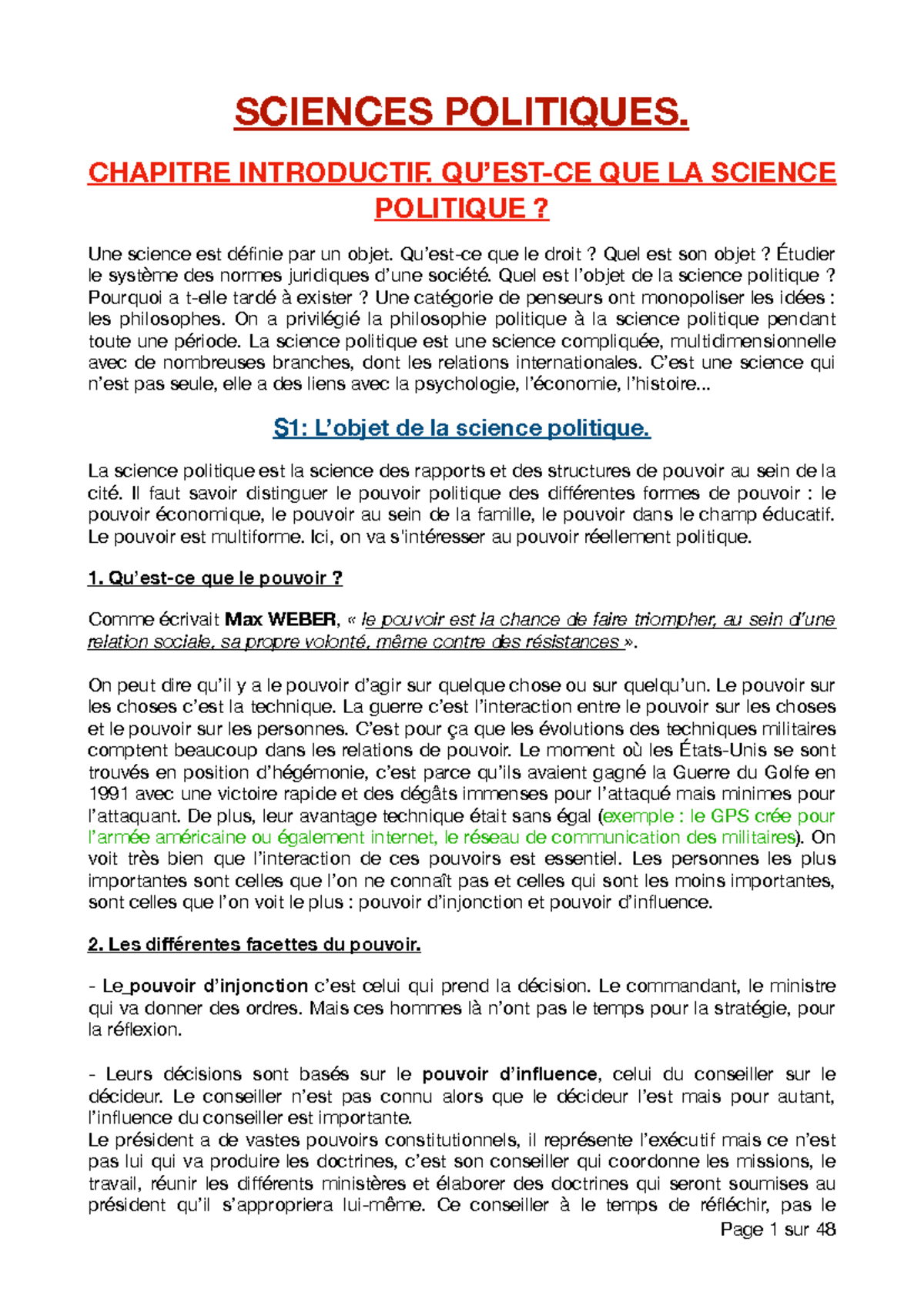 Sciencespo Cours - SCIENCES POLITIQUES. CHAPITRE INTRODUCTIF. QU’EST-CE QUE LA SCIENCE POLITIQUE ...