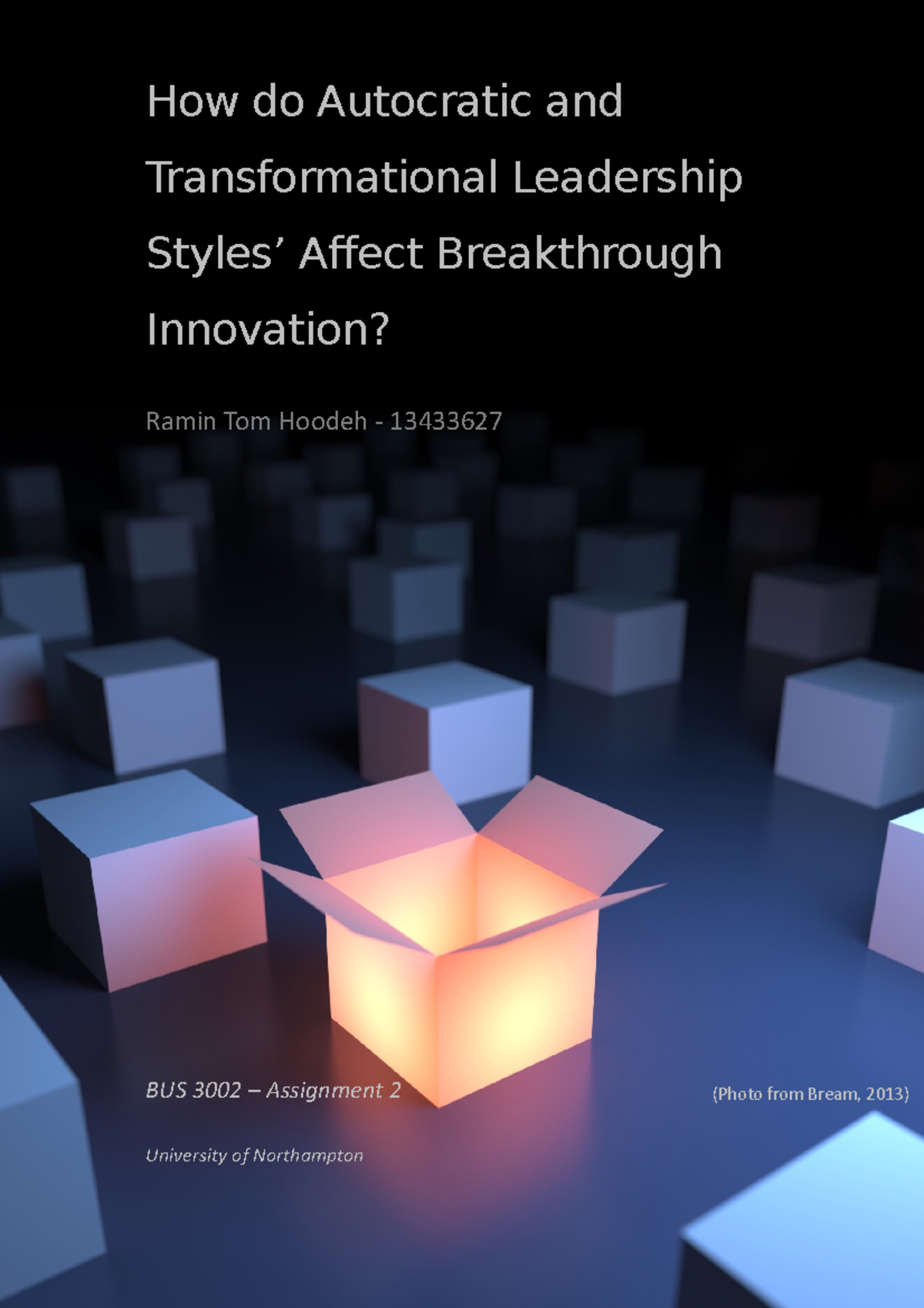 BUS 3002 - Assignment 2 - However, this essay will focus on ...