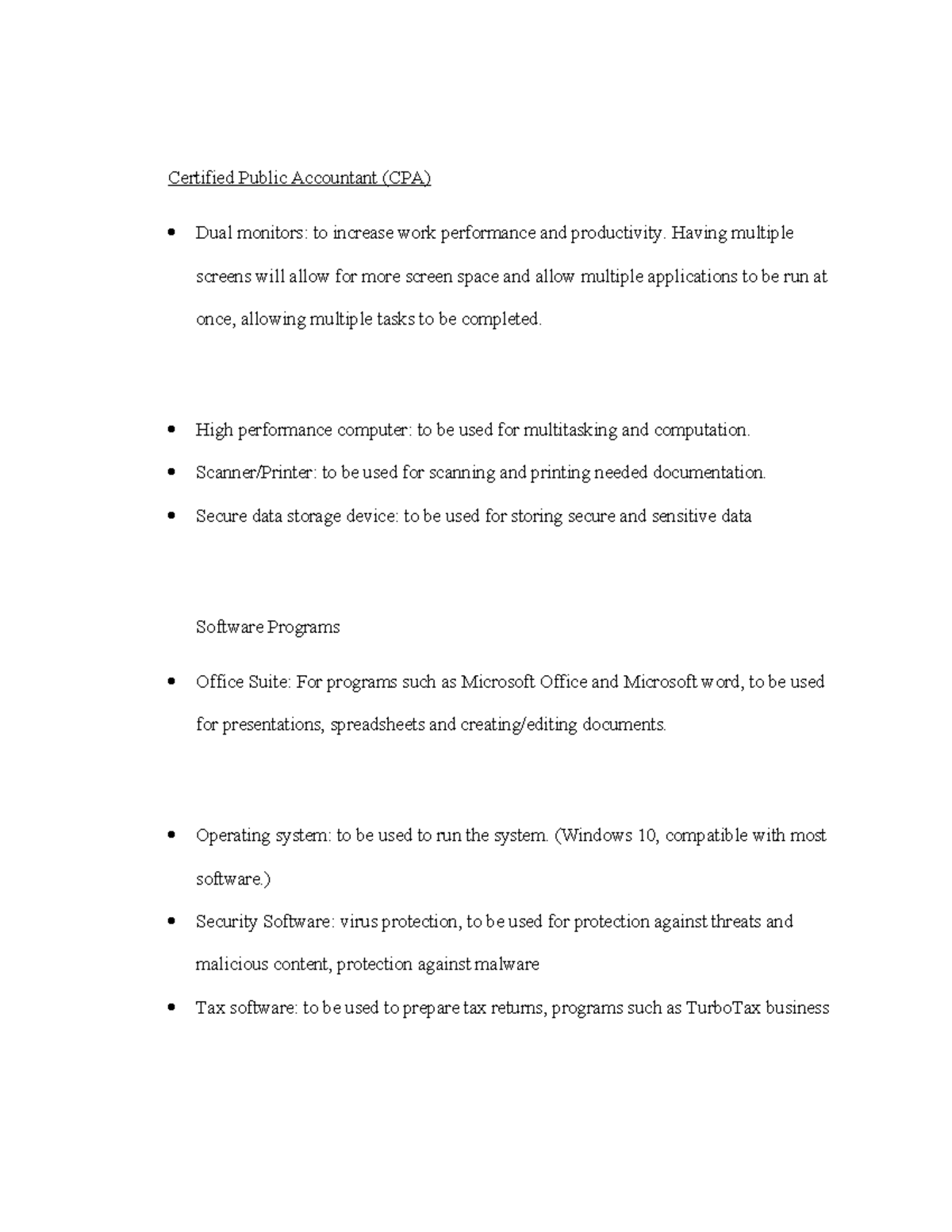 project one IT 200 - Certified Public Accountant (CPA) Dual monitors ...
