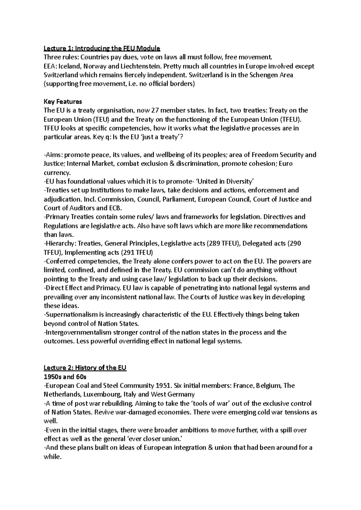 EU Lecture Notes - Lecture 1: Introducing the FEU Module Three rules ...