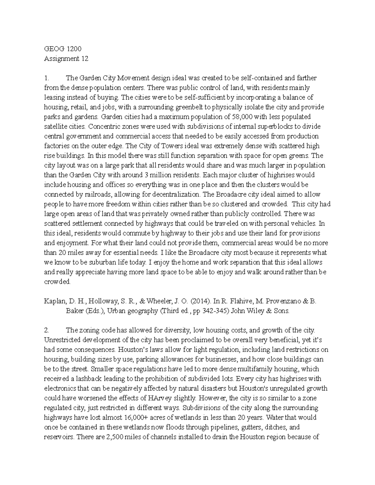 GEOG 1200 Assignment 12 - GEOG 1200 Assignment 12 The Garden City ...