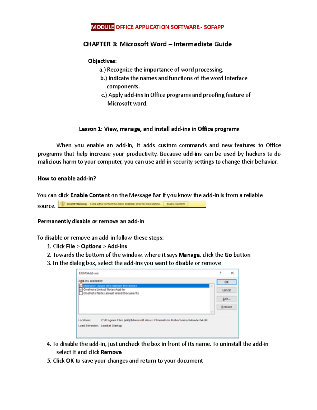 Sofapp Chapter 3 - MODULE OFFICE APPLICATION SOFTWARE - SOFAPP CHAPTER ...