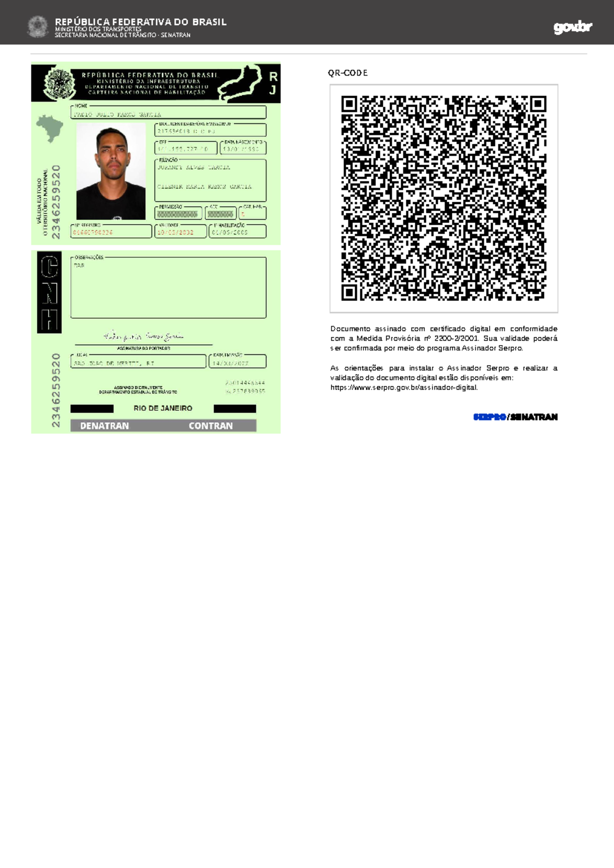 CNH-e - Enfermagem - QR-CODE Documento assinado com certificado digital em conformidade com a ...