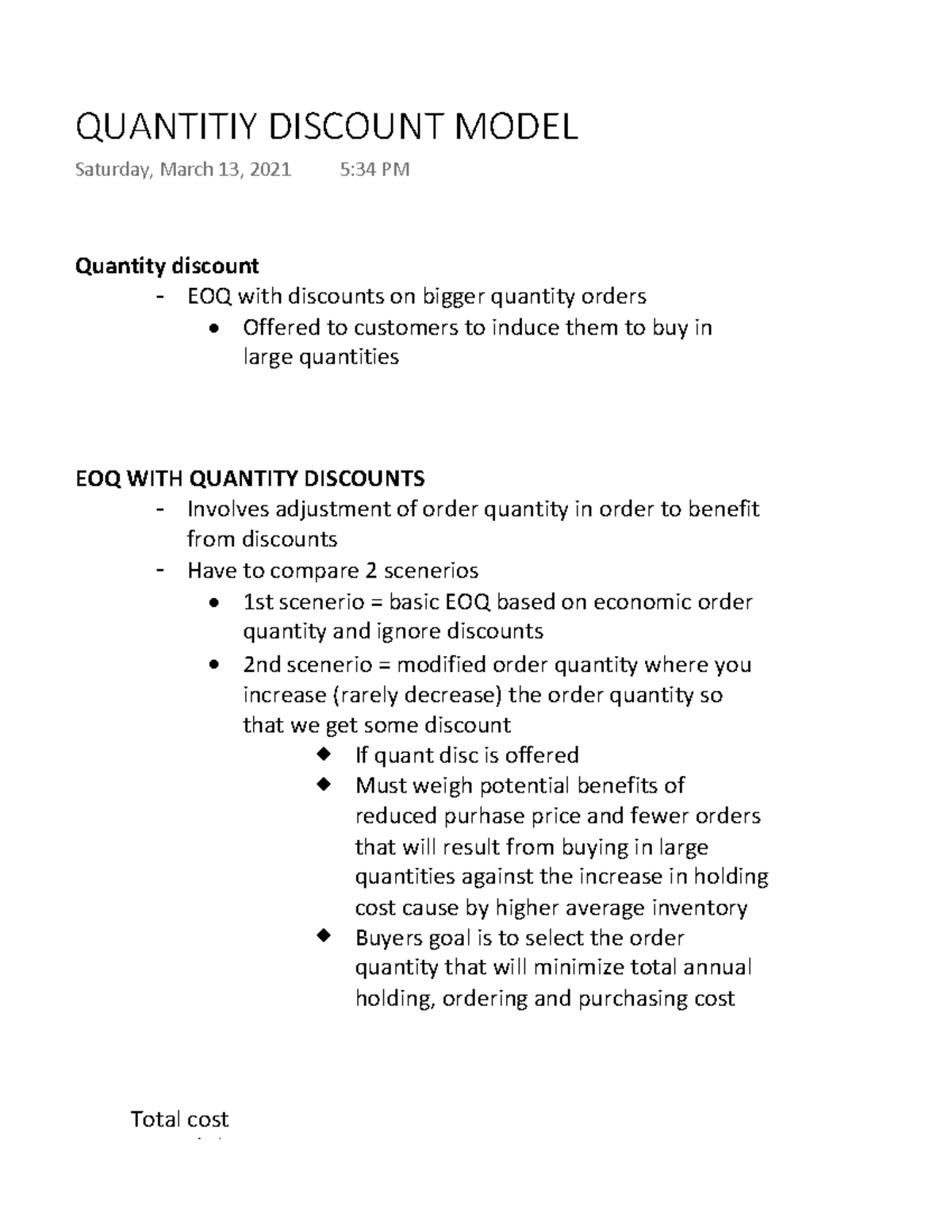 Quantitiy Discount Model - Quantity discount EOQ with discounts on ...