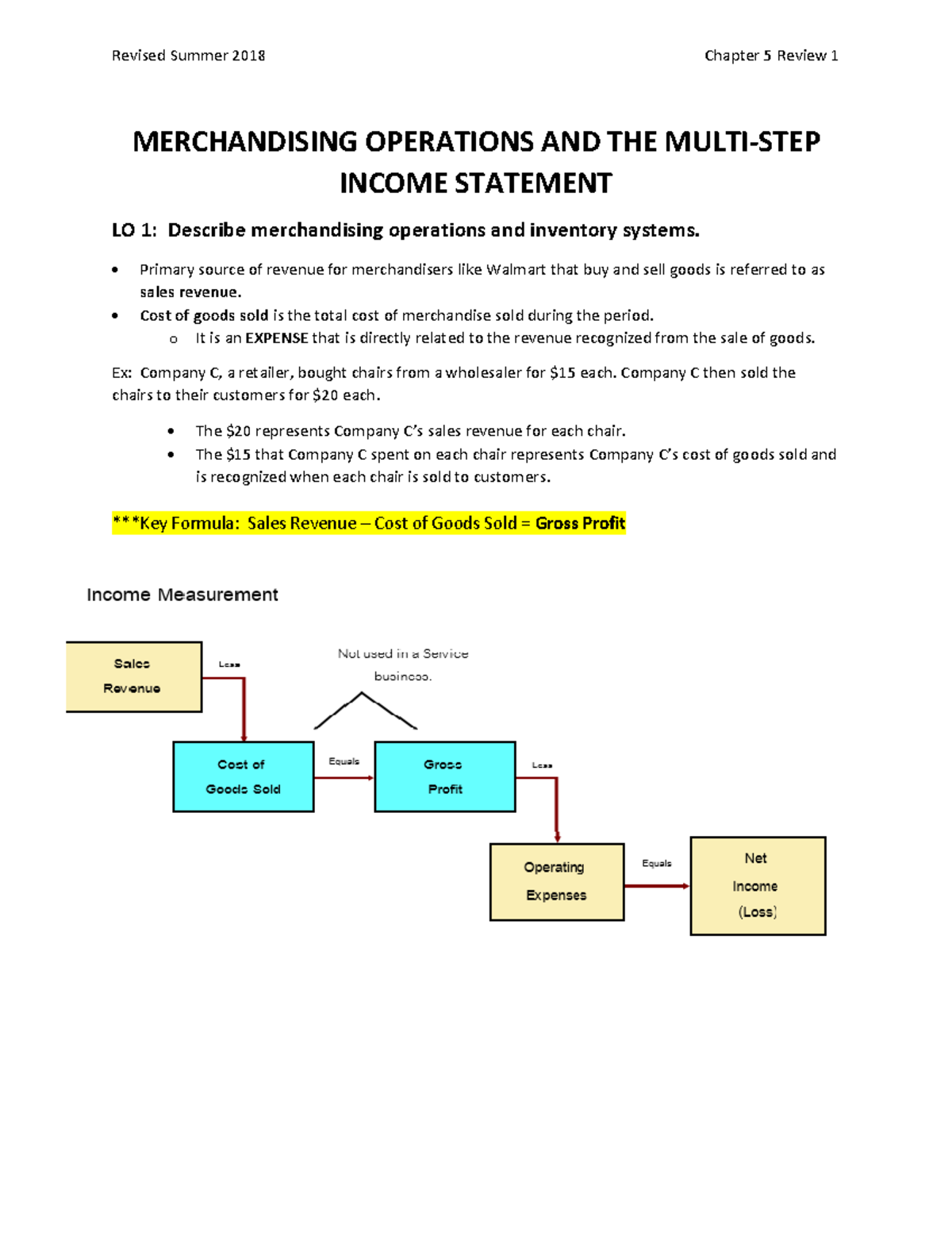 Chapter 5 Review - MERCHANDISING OPERATIONS AND THE MULTI-STEP INCOME ...