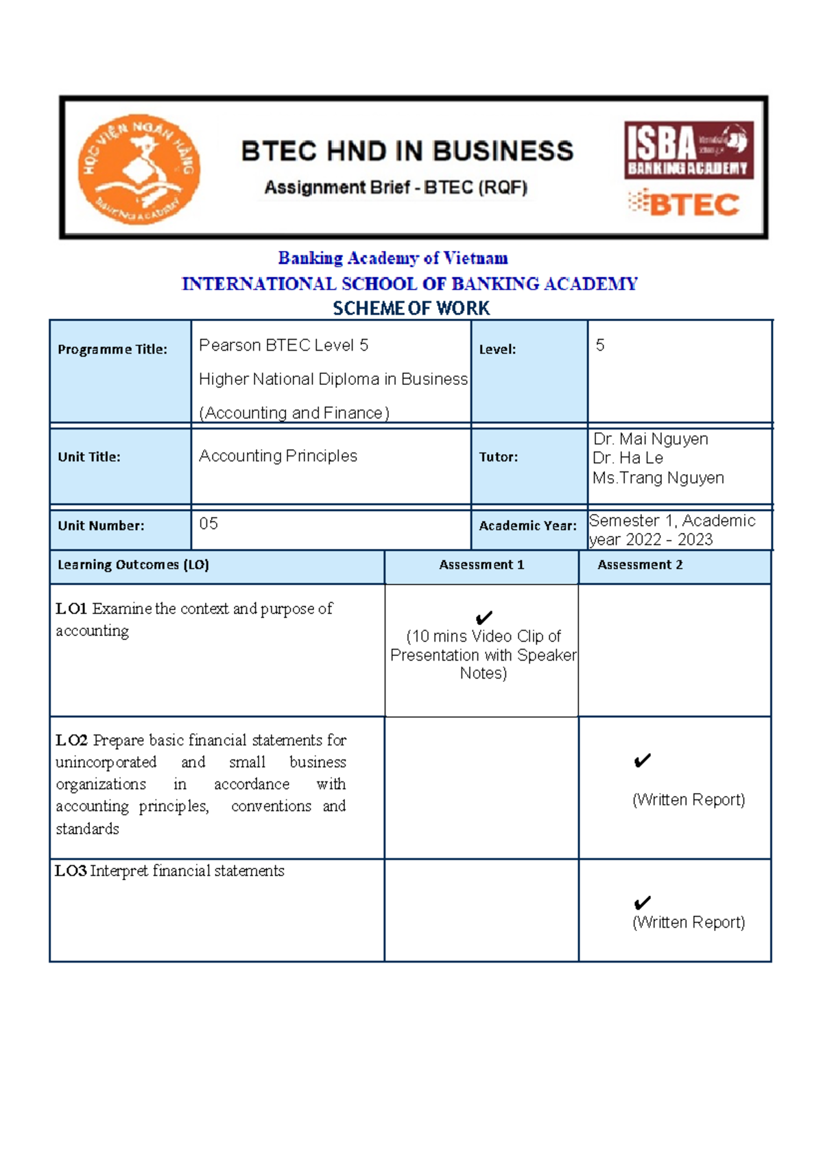 AP Sylabus - SCHEME OF WORK Programme Title: Pearson BTEC Level 5 ...