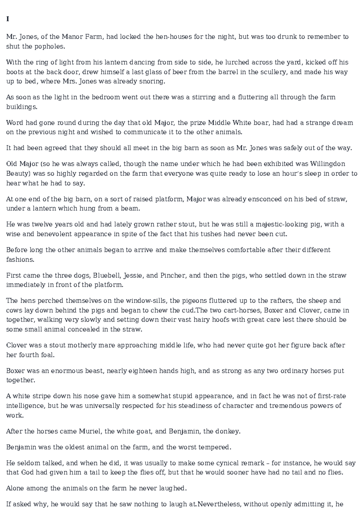 Animal Farm - ... - I Mr. Jones, of the Manor Farm, had locked the hen ...