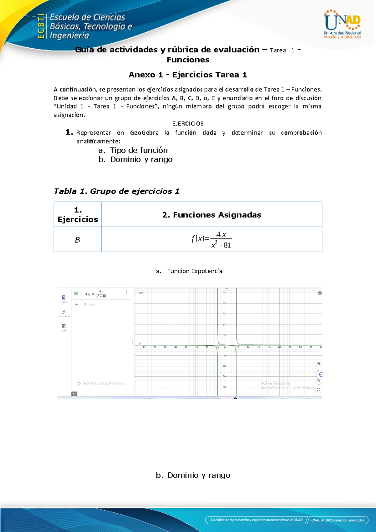 Ejercicios Tarea 1 calculo - Guía de actividades y rúbrica de evaluación – Tarea 1 - Funciones ...