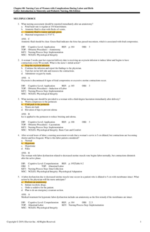 Exam View - Chapter 06 - Chapter 06: Nursing Care of Mother and Infant ...