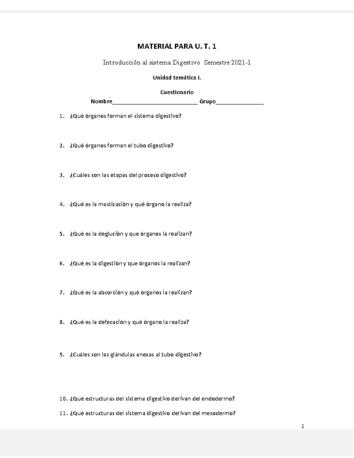 Introducción al Sistema Digestivo cuestionario - Warning: TT: undefined function: 32 MATERIAL ...