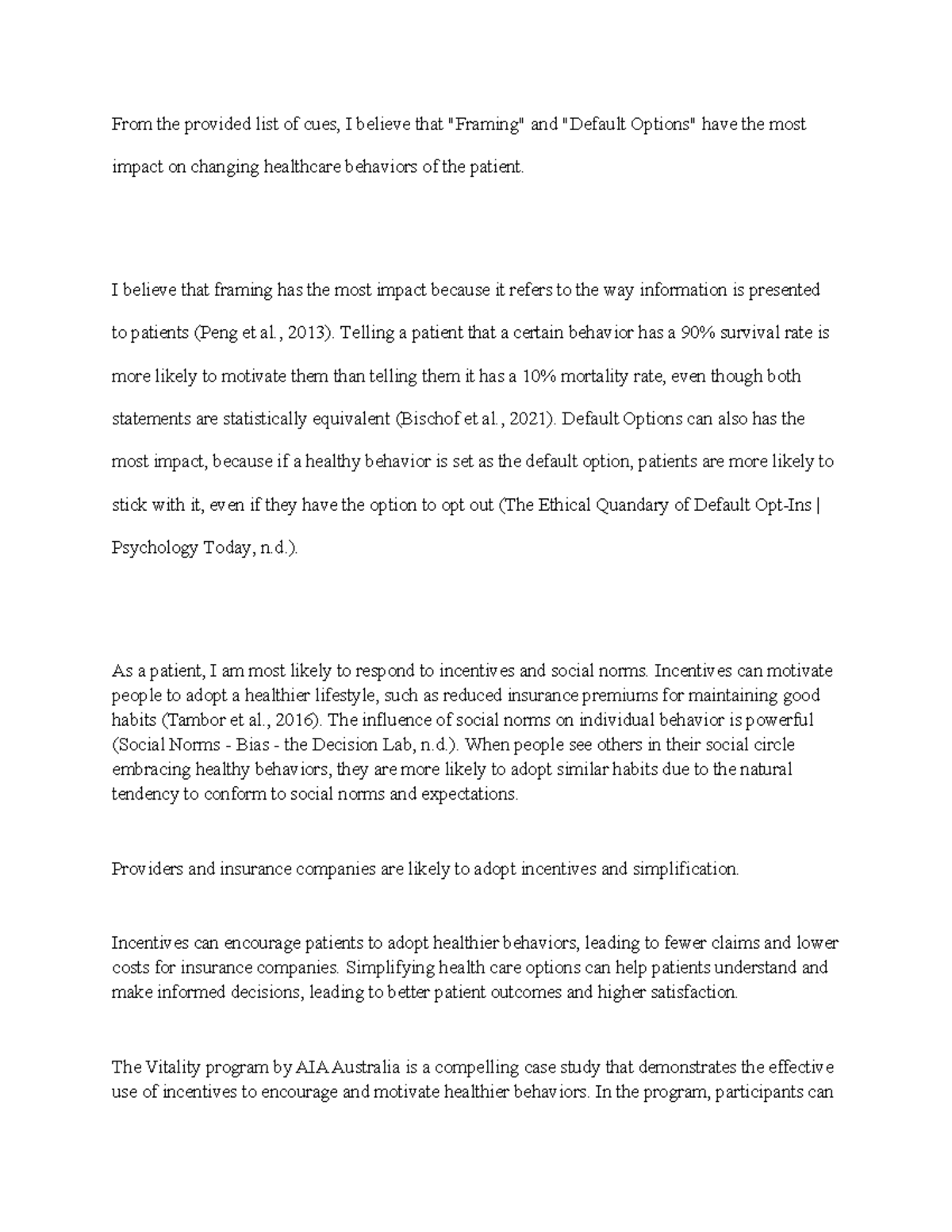 4-1 Journal - Assignment - From the provided list of cues, I believe ...