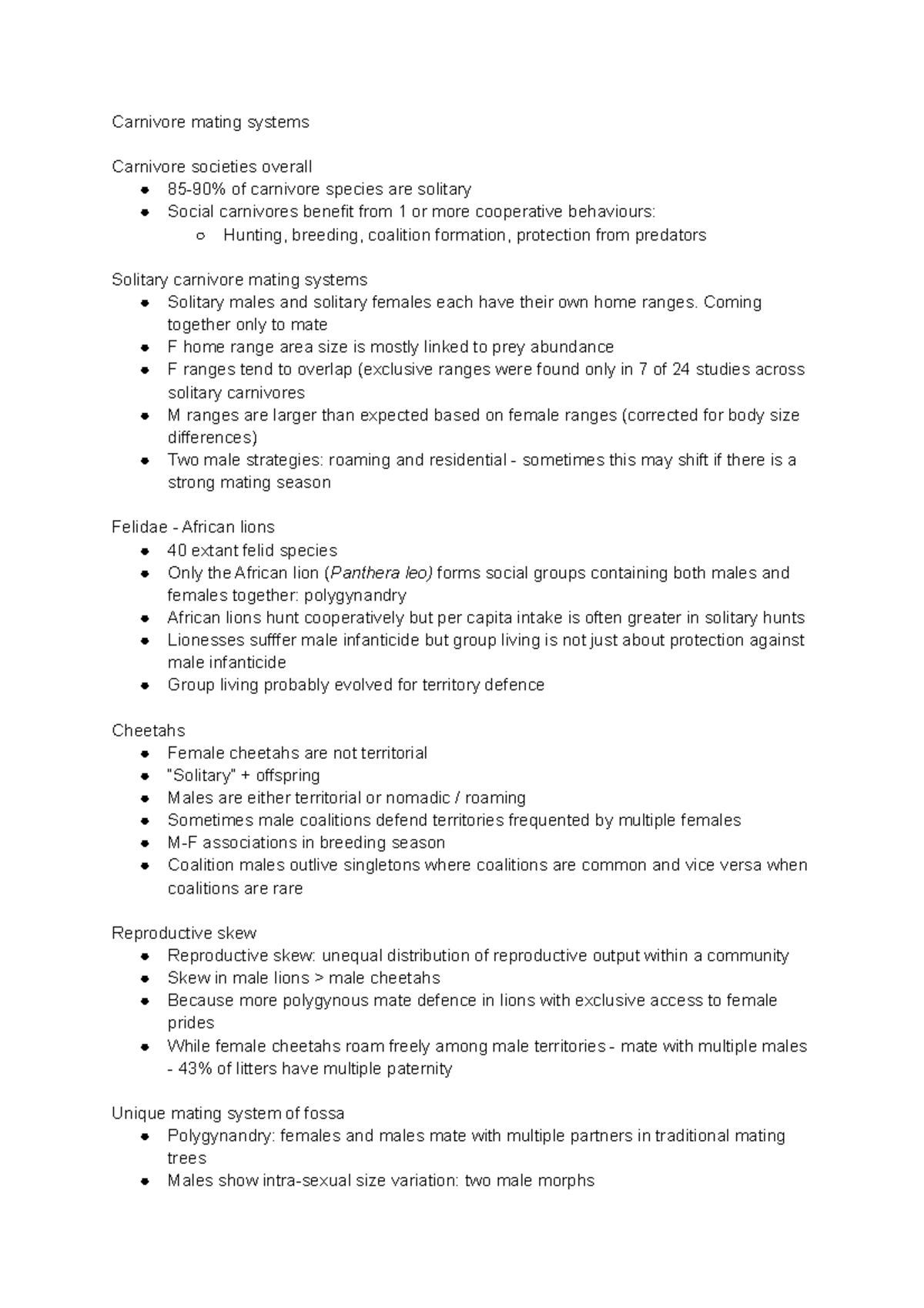Carnivore mating systems - Carnivore mating systems Carnivore societies ...
