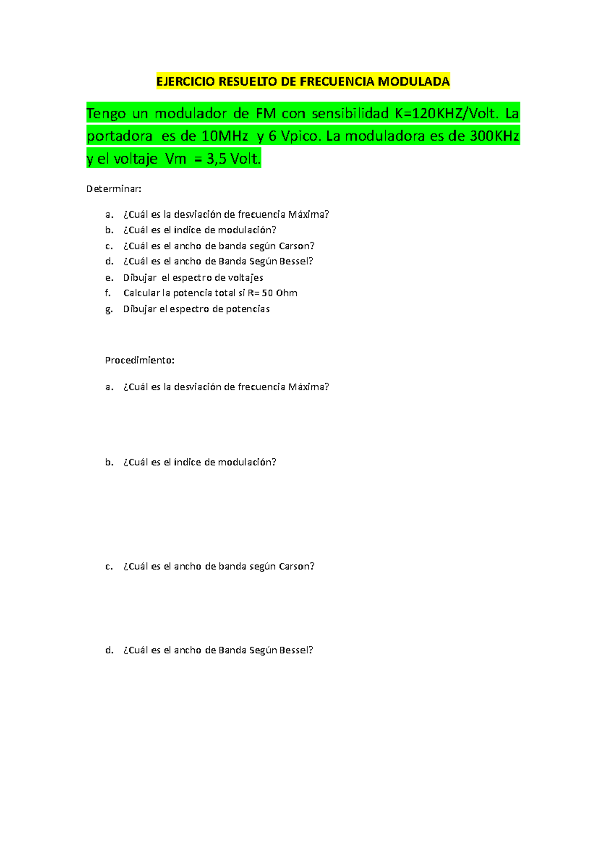Ejercicio Resuelto DE Frecuencia Modulada - EJERCICIO RESUELTO DE ...