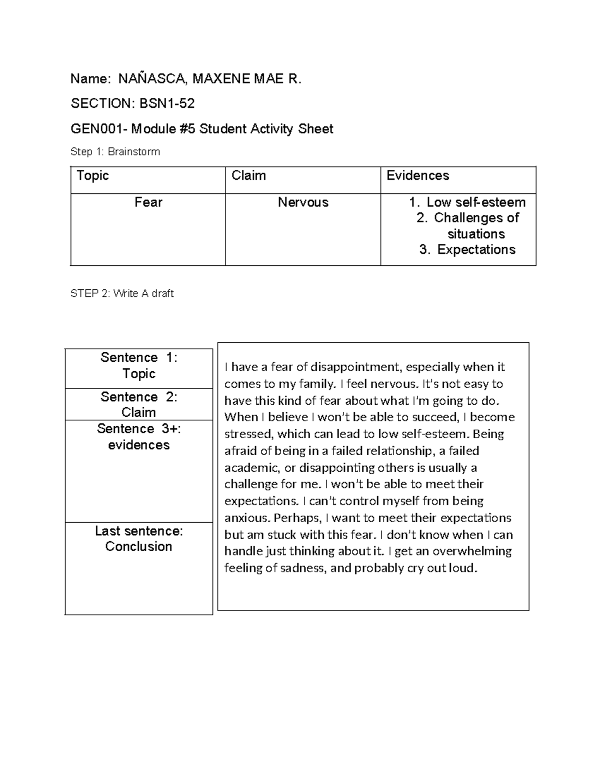 Cohesive Paragraph - Name: NAÑASCA, MAXENE MAE R. SECTION: BSN1- GEN001 ...