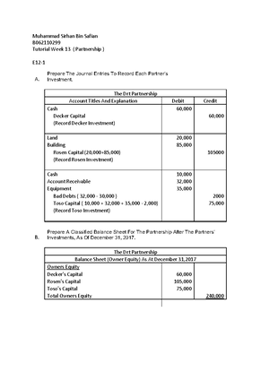 RES458 Tutorial Topic 7 - a) Rent expenses Delivery van 2, Topic ...