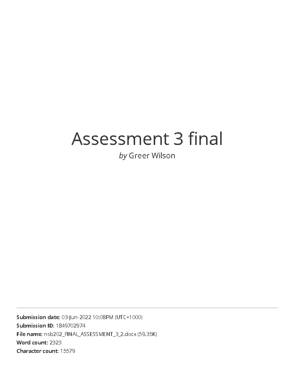 Assessment 3 final - example - Assessment 3 ûnal by Greer Wilson ...