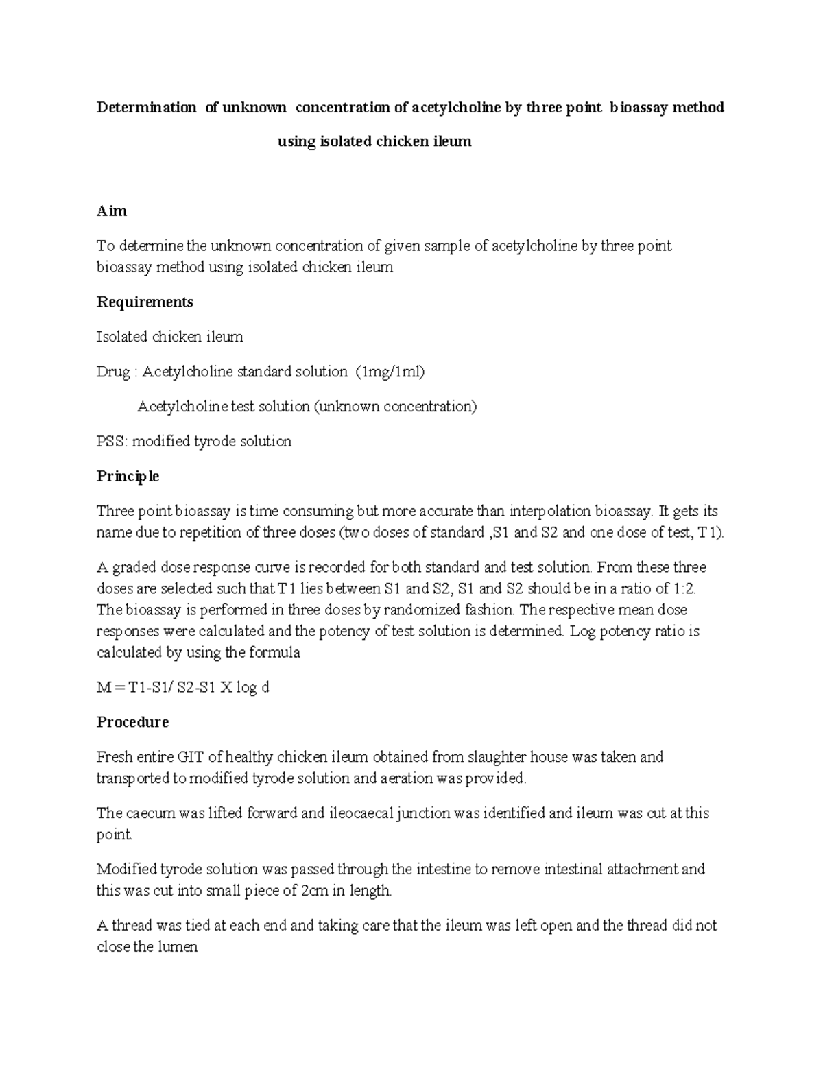 Three points bioassay - It gets its name due to repetition of three ...