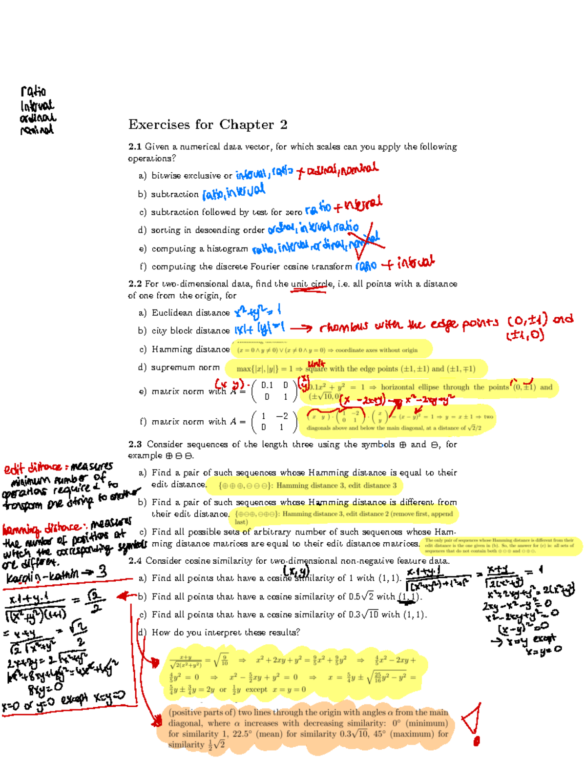 Exercises 2 - Handwritten solutions - Exercises for Chapter 2 2 Given a numerical data vector ...