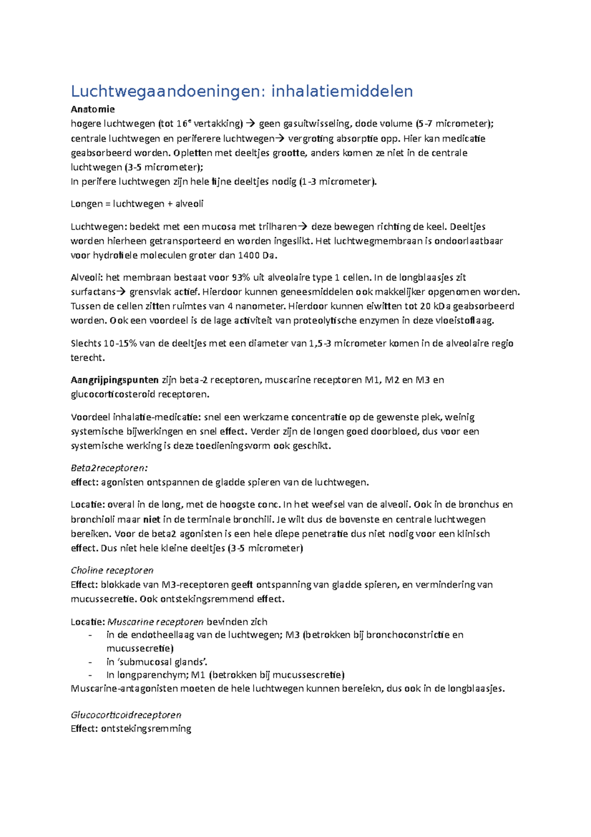 HC Inhalatoren - Luchtwegaandoeningen: inhalatiemiddelen Anatomie ...