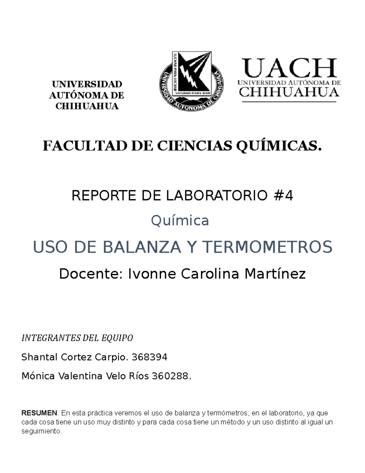 Practica 4 Universidad AutÓnoma De Chihuahua Facultad De Ciencias