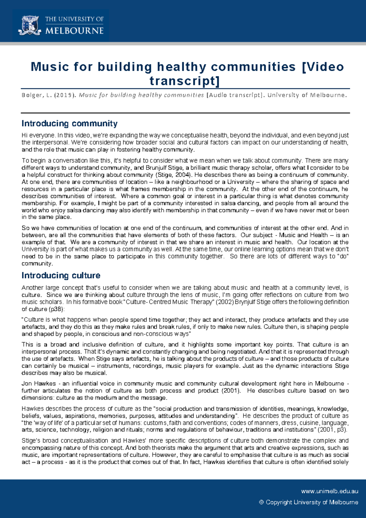 MUSI2015 0 Music for building healthy communities - Video transcript ...