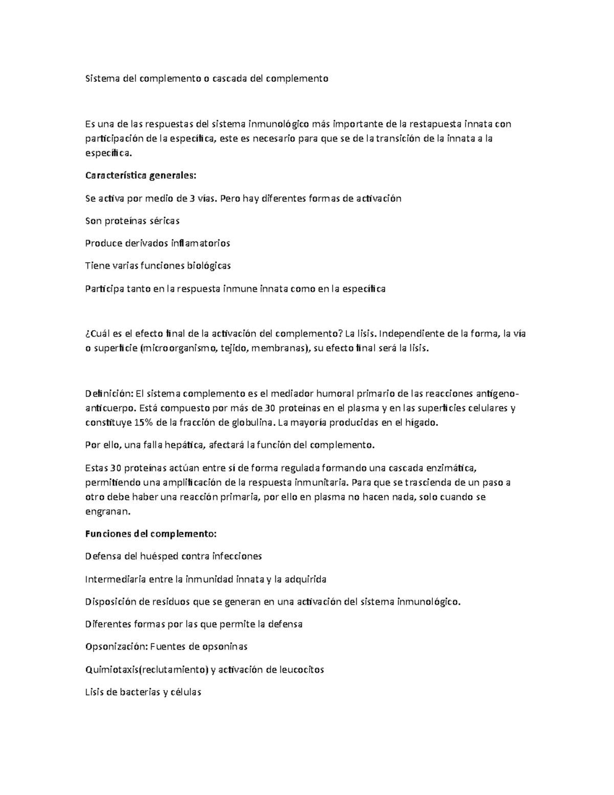 Sistema del complemento o cascada del complemento - Independiente de la ...
