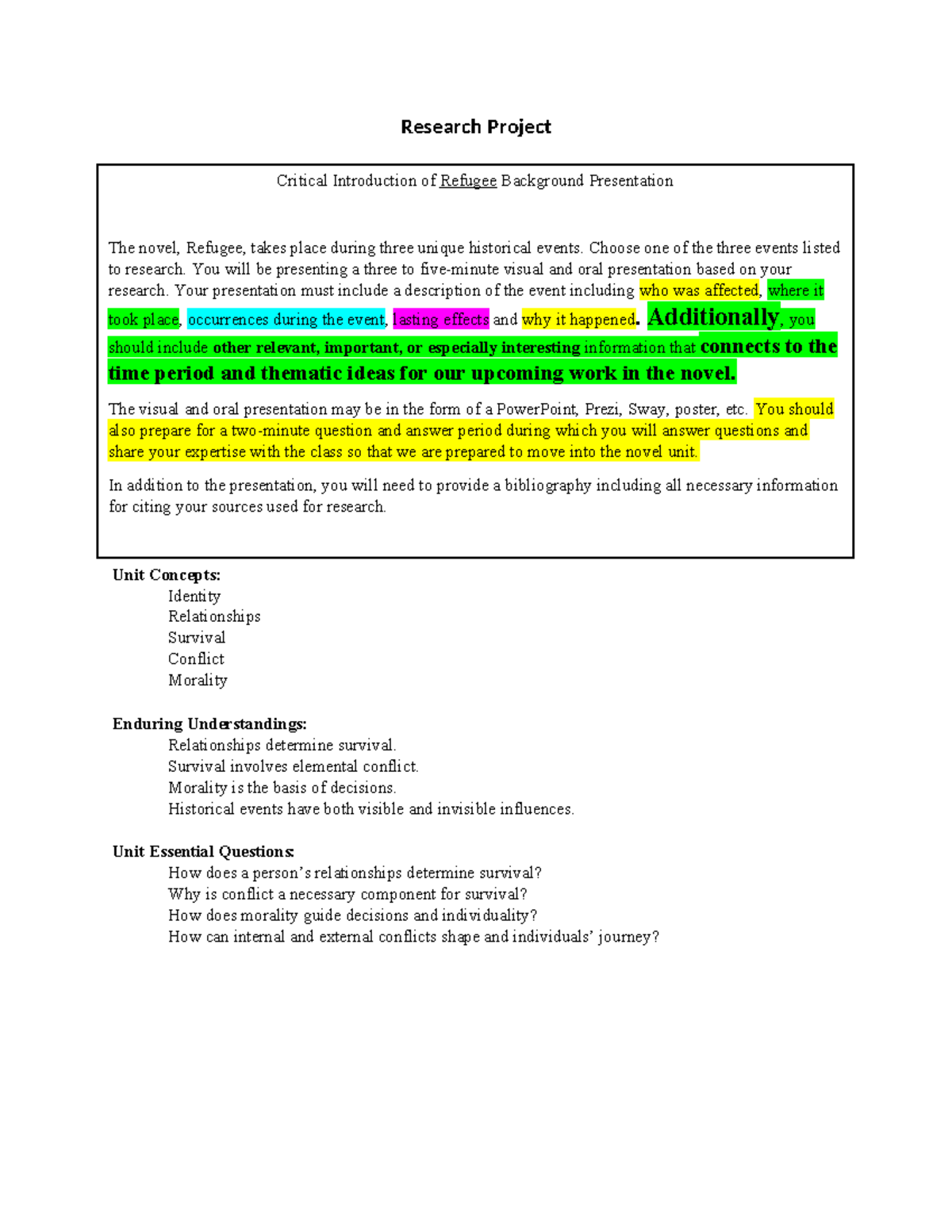 -Resource Research Project (1) - Research Project Unit Concepts ...