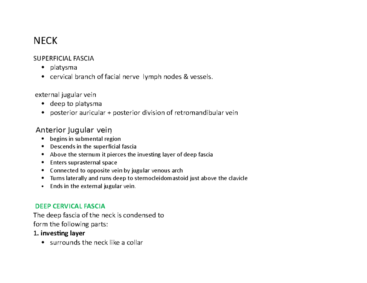 Neck Day 1 - Gross anatomy of general arrangement of neck - NECK ...