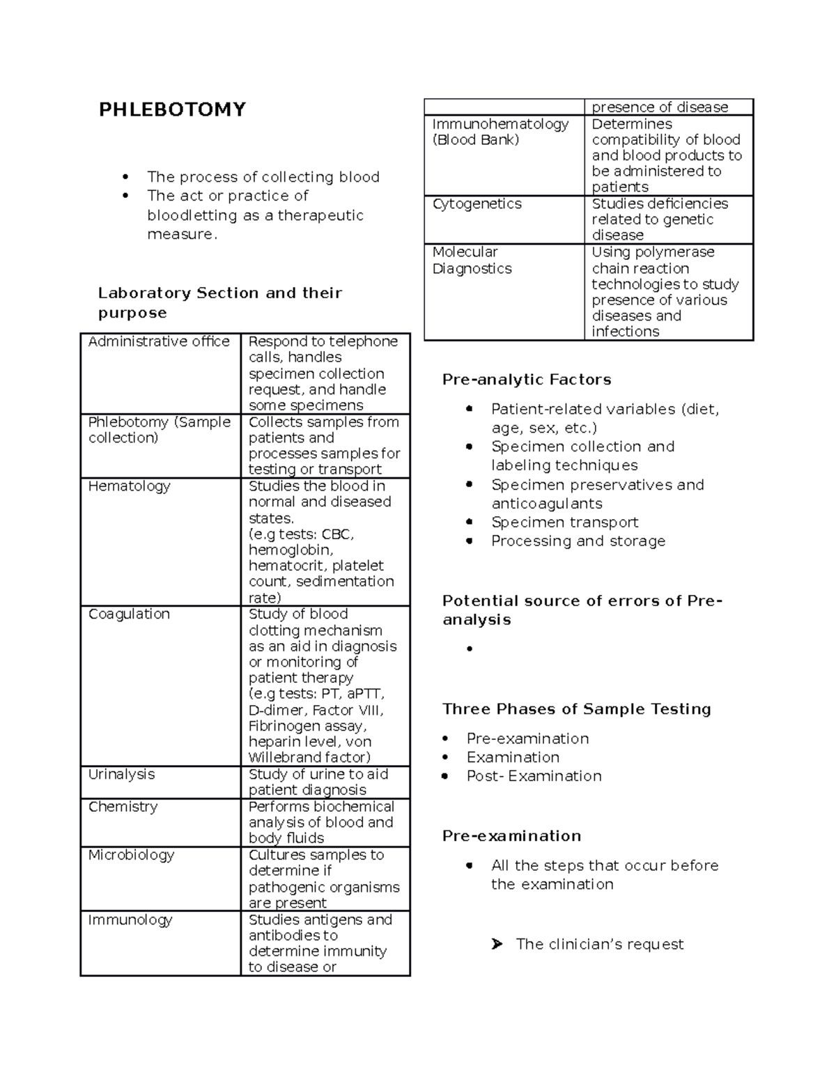 Phlebotomy - Medical Laboratory science - PHLEBOTOMY The process of ...