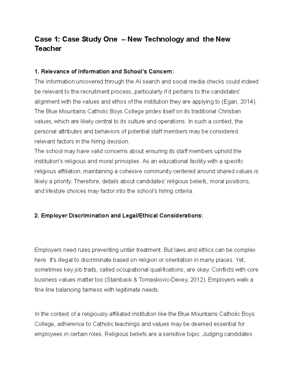 Asg 2 Assignment 2 Case Studies - Case 1: Case Study One – New Technology and the New Teacher ...