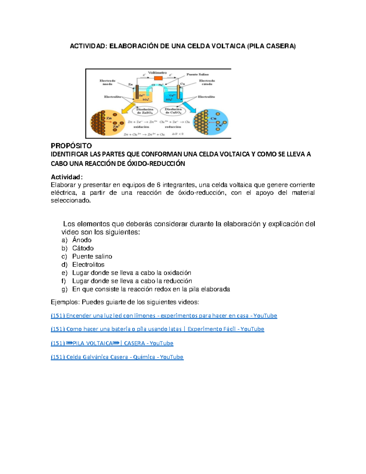 Elaboración DE PILA Voltaica-2 - ACTIVIDAD: ELABORACIÓN DE UNA CELDA VOLTAICA (PILA CASERA ...