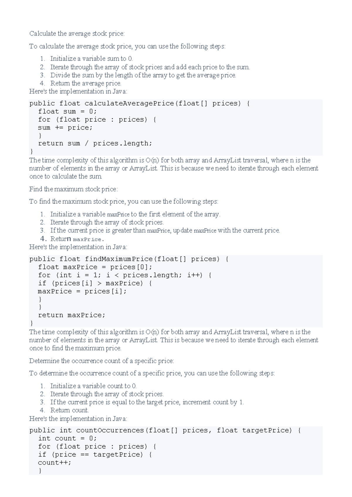 Assignment 4 - Calculate the average stock price: To calculate the average stock price, you can ...