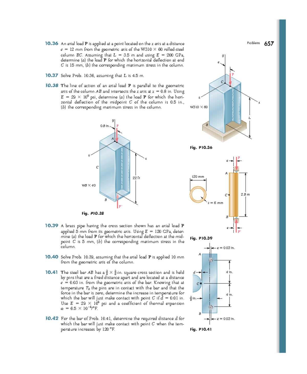 8 - Mechanics of Materials - 10 An axial load P is applied at a point ...