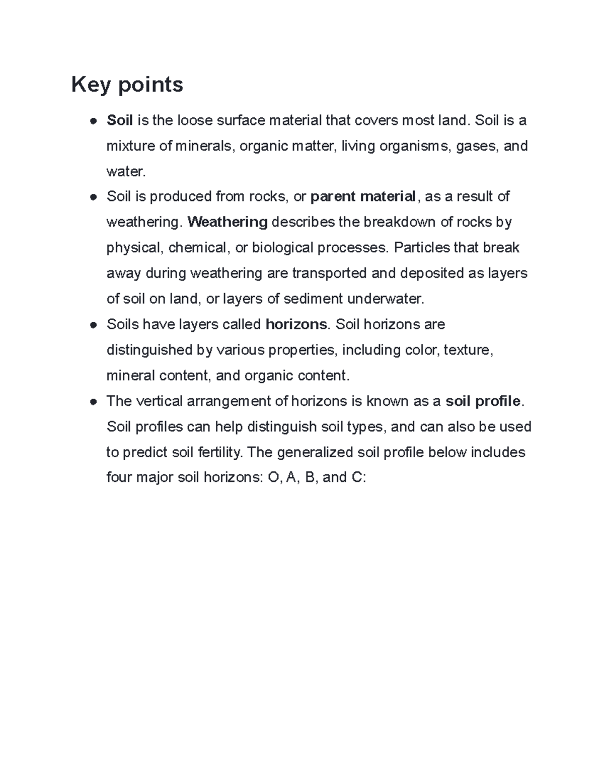 Soil horizons and erosion - Key points Soil is the loose surface ...