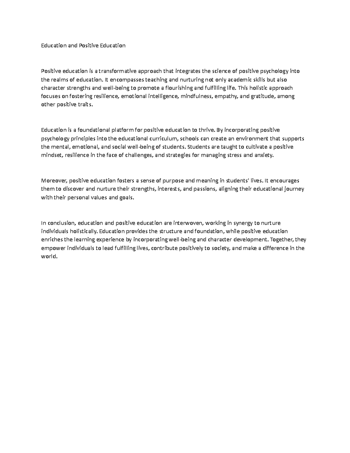 Education and Positive Education - Education and Positive Education ...