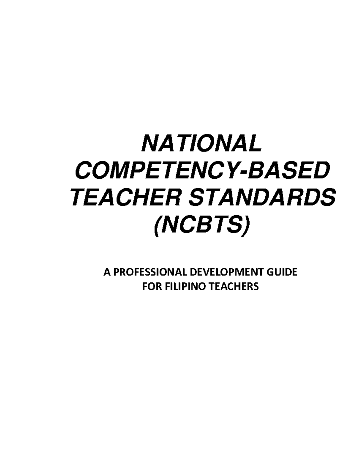 Ncbts - Materials - NATIONAL COMPETENCY-BASED TEACHER STANDARDS (NCBTS ...