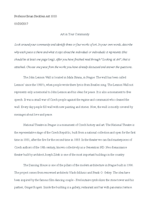 The Value of Art - Grade: A - Professor Brian Stecklein Art 1010 The ...
